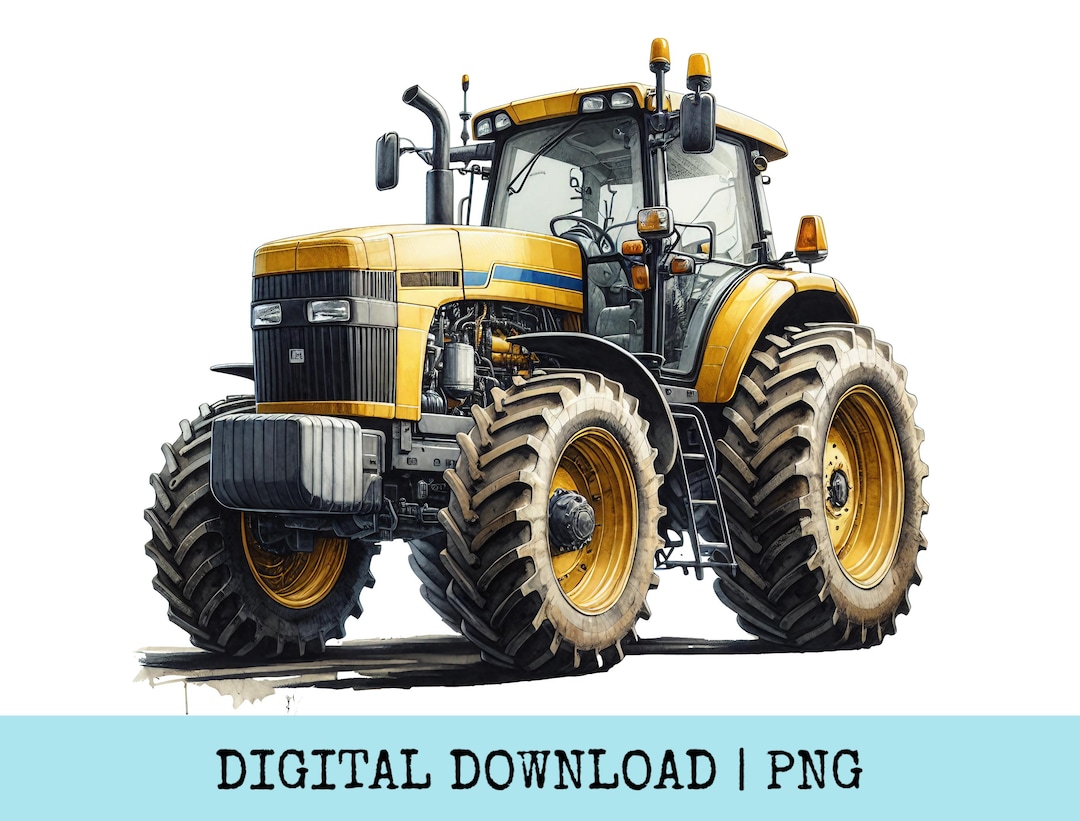 Yellow Tractor Digital Download, Farm Vehicle PNG, High Resolution ...