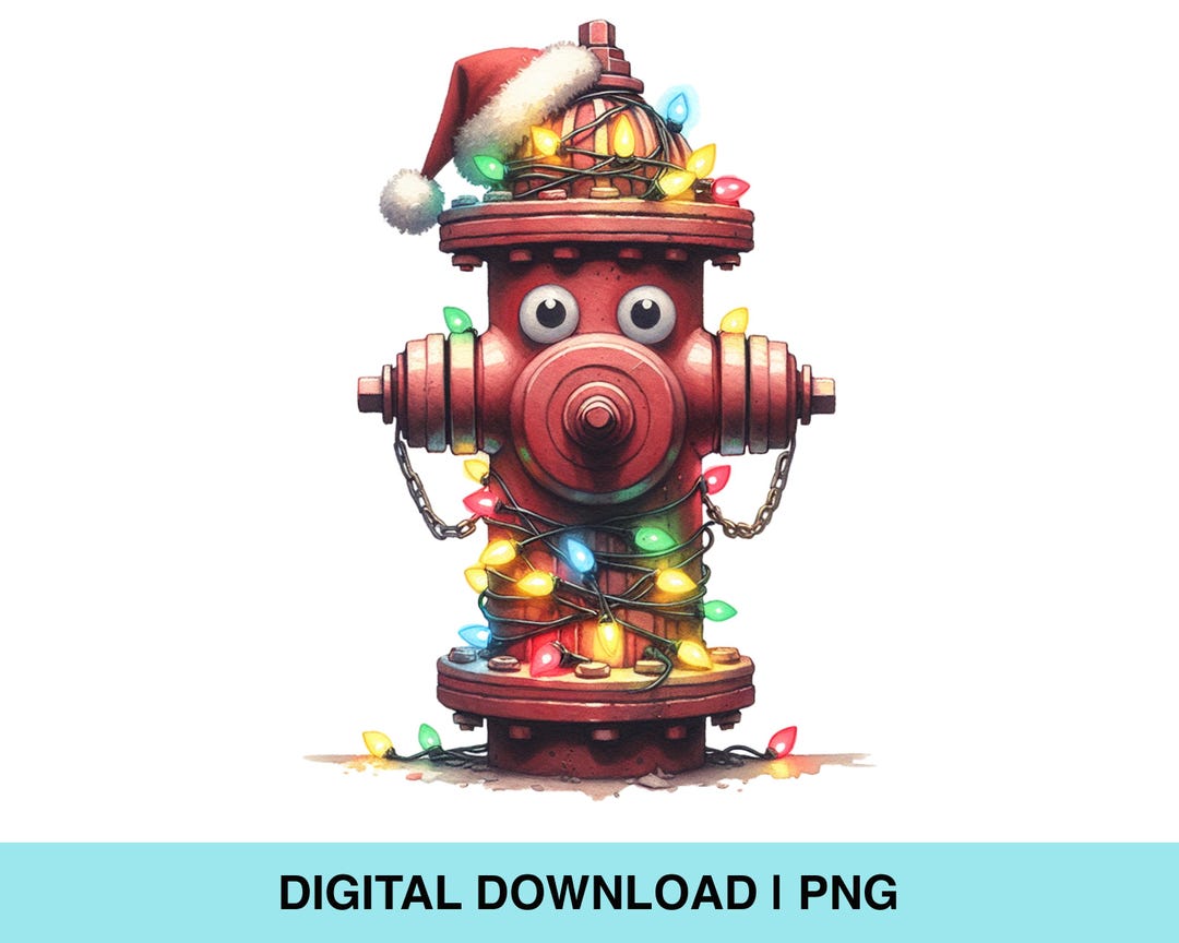 Christmas Fire Hydrant Clipart, Lights, Hat (digital Download) - Etsy