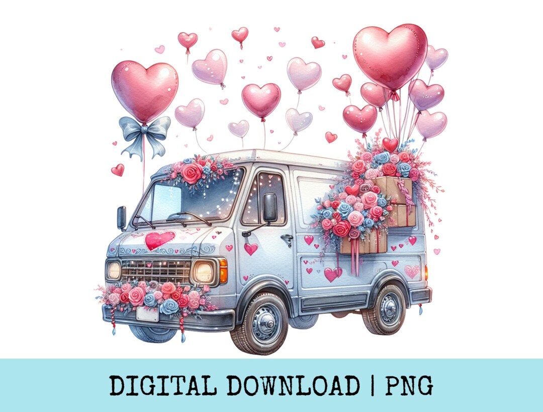 Valentines Day Png, Heart Balloons Van Digital, Transparent Png, 300 ...