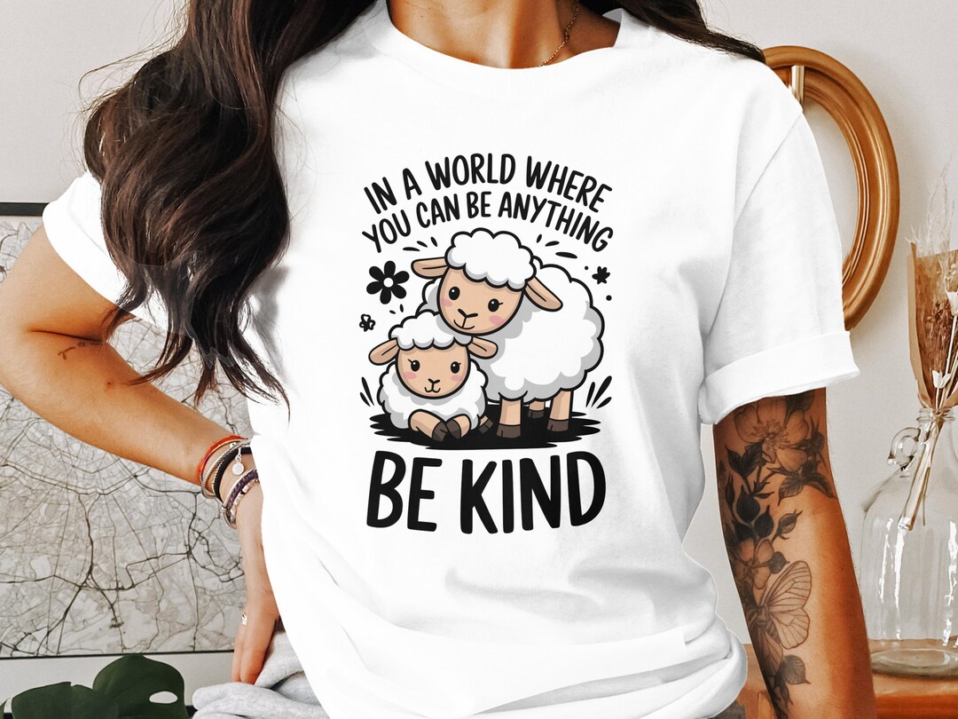 Cute Sheep Be Kind Digital PNG Download, Inspirational Quote Art Print ...