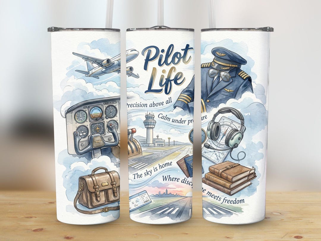 Pilot Life Digital Tumbler Wrap, Airplane Design, High-resolution 300 ...