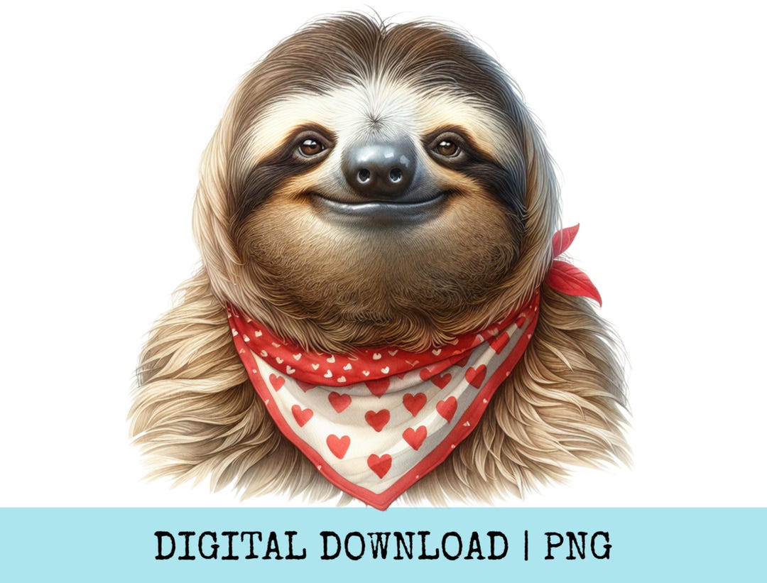 Valentine Sloth PNG, Valentines Day PNG, Sloth With Hearts, Digital ...