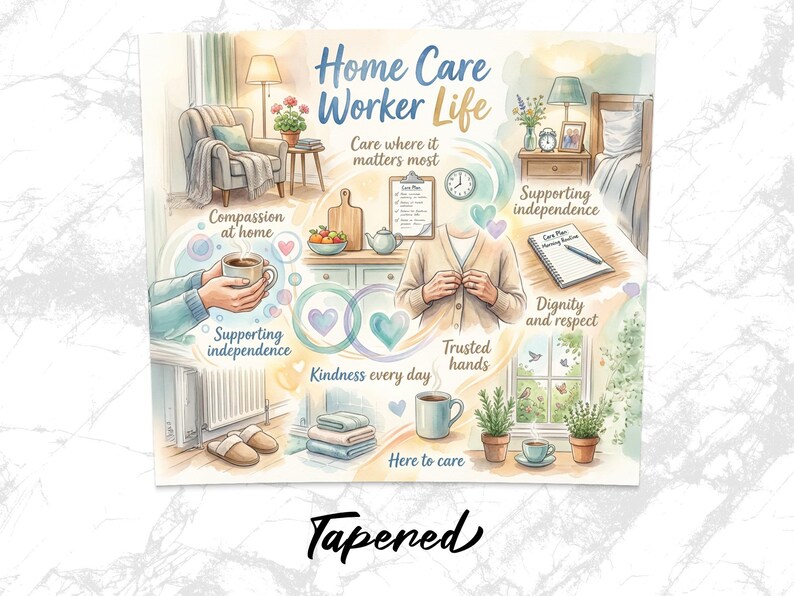 Home Care Worker Life, Compassion Digital Download, Watercolor ...