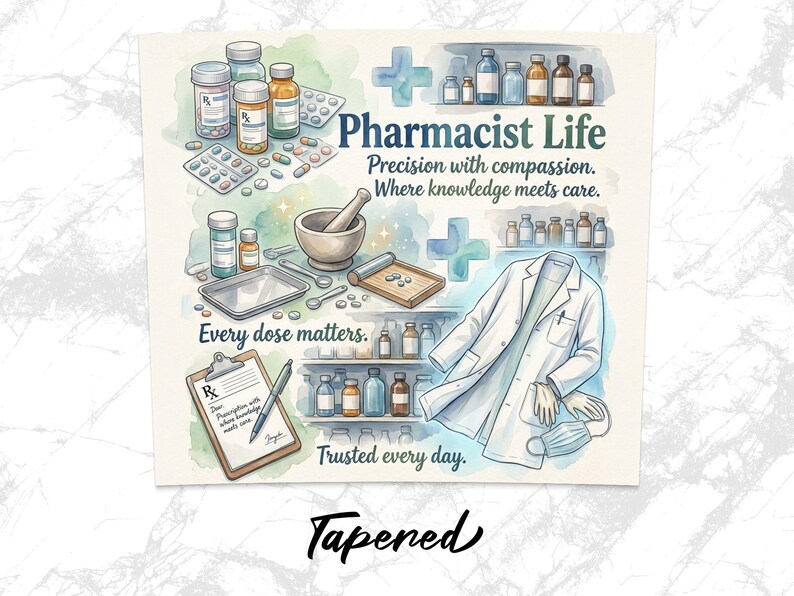 Pharmacist Life Digital Download, Watercolor Pharmacy Art, Straight and ...
