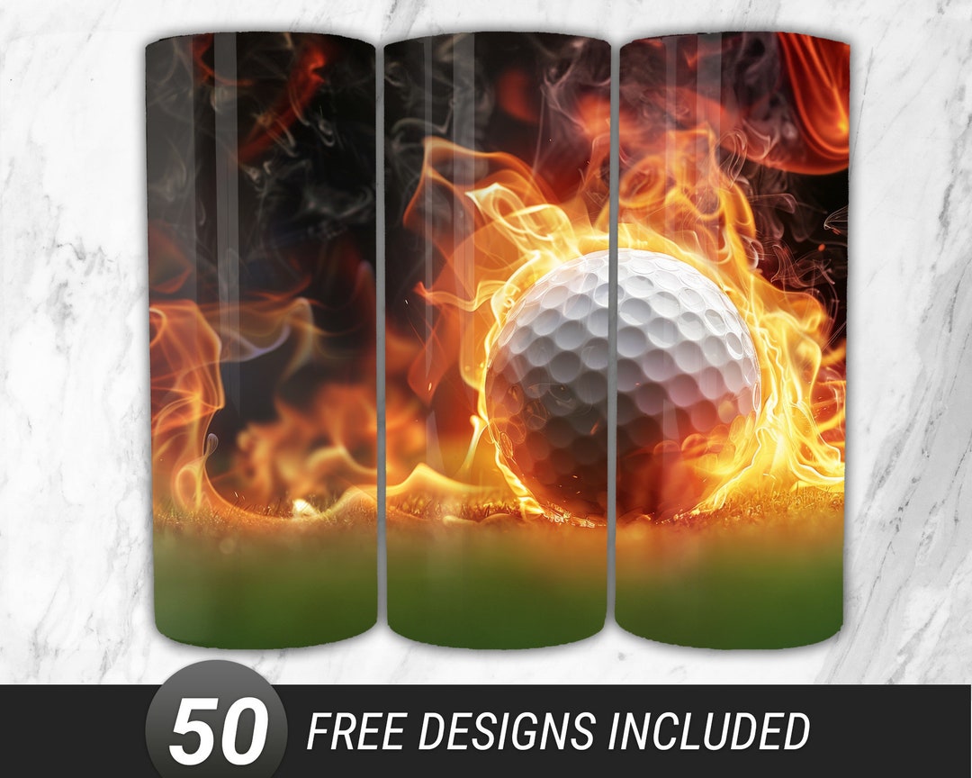Golf Flames Tumbler Wrap: Golfer Gift Sublimation Design (digital ...
