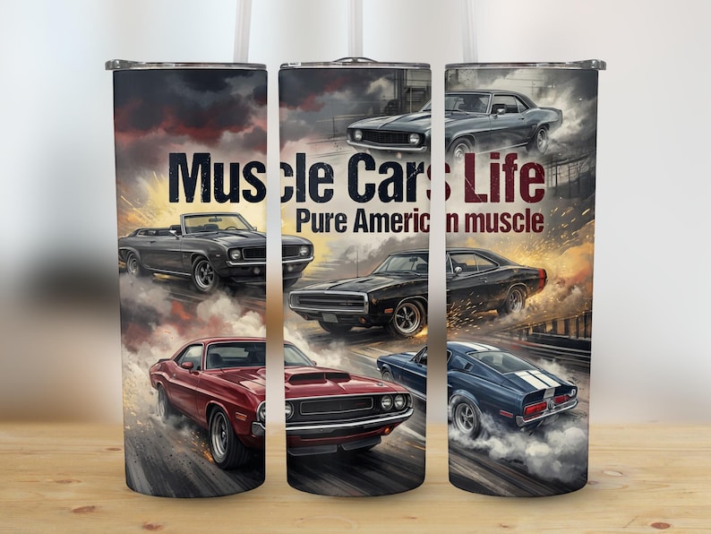 Muscle Car Tumbler Wrap, Digital Download, American Muscle Cars, High ...