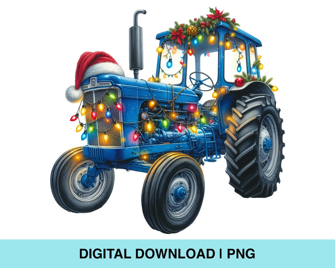 Christmas Tractor PNG, Holiday Farm Vehicle Clipart (digital Download ...