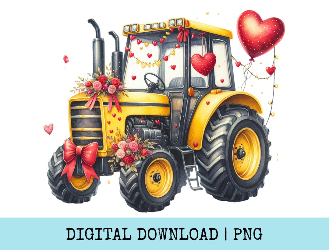 Valentine Tractor PNG, Floral Tractor, Cute Tractor Digital, Valentines ...