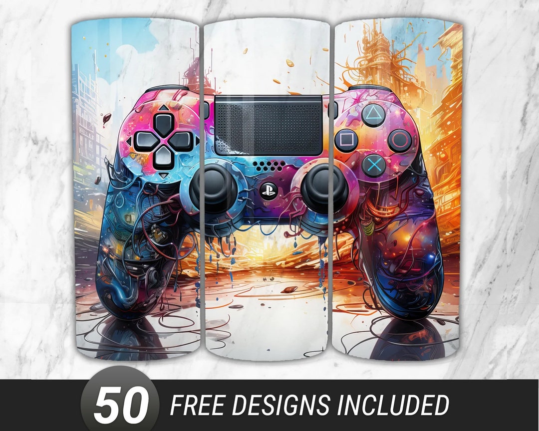 Video Game Controller Tumbler Wrap PNG, Gamer Tumbler Wrap 20oz Skinny ...