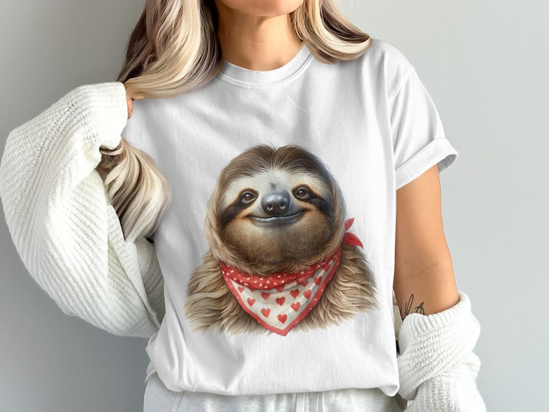 Valentine Sloth PNG, Valentines Day PNG, Sloth With Hearts, Digital ...