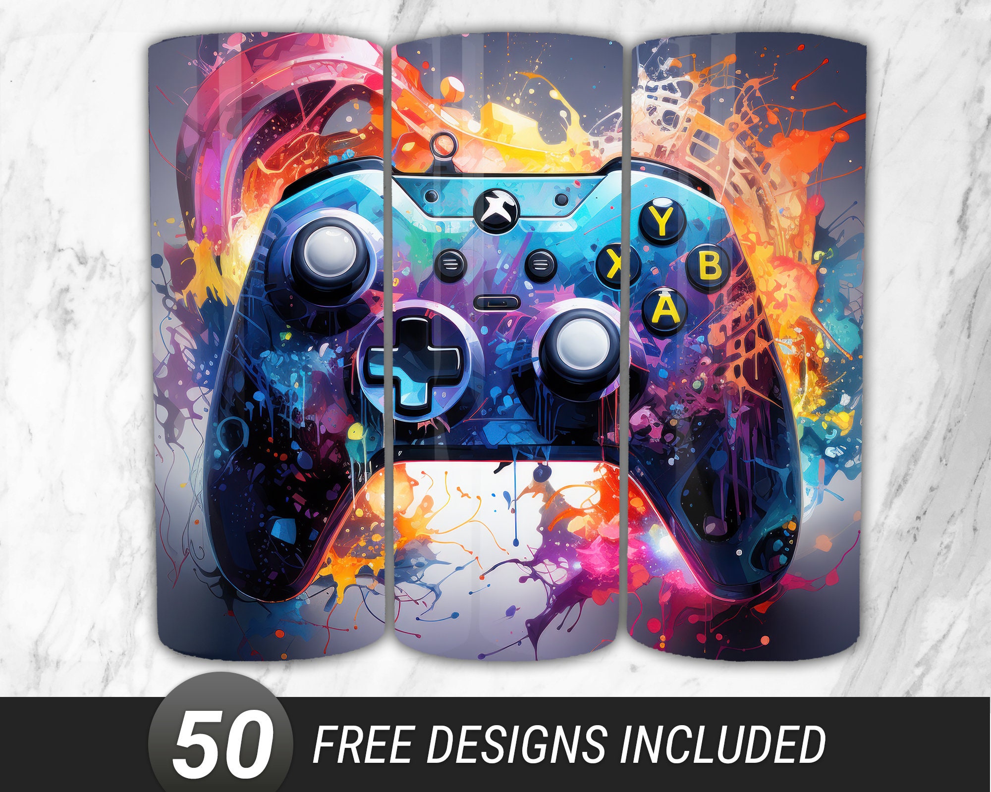 Video Game Controller Tumbler Wrap PNG, Gamer Tumbler Wrap 20oz Skinny ...