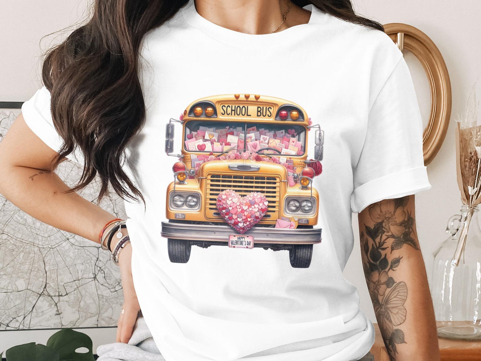 Valentines School Bus Png, Valentines Day Digital, Cute Heart Bus ...