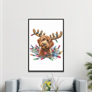 Christmas Goldendoodle PNG, Reindeer Puppy Clipart (digital Download ...