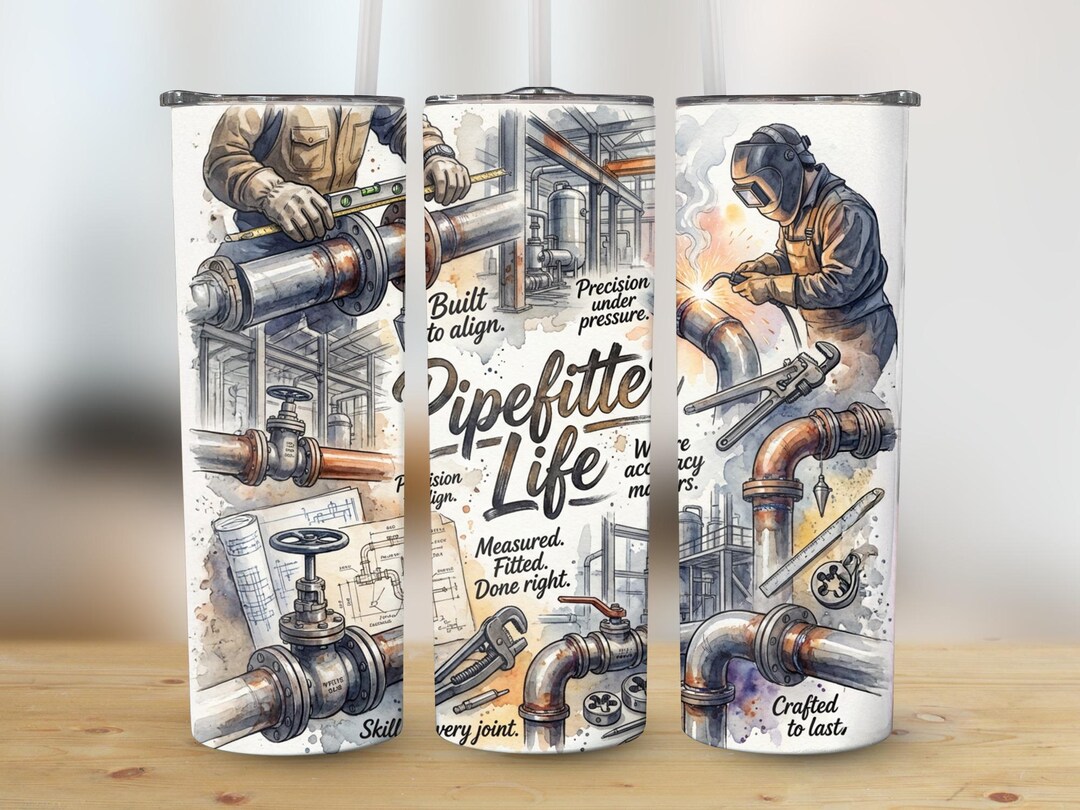 Pipefitter Life Digital Tumbler Wrap, Welder Gift, Straight Tapered ...