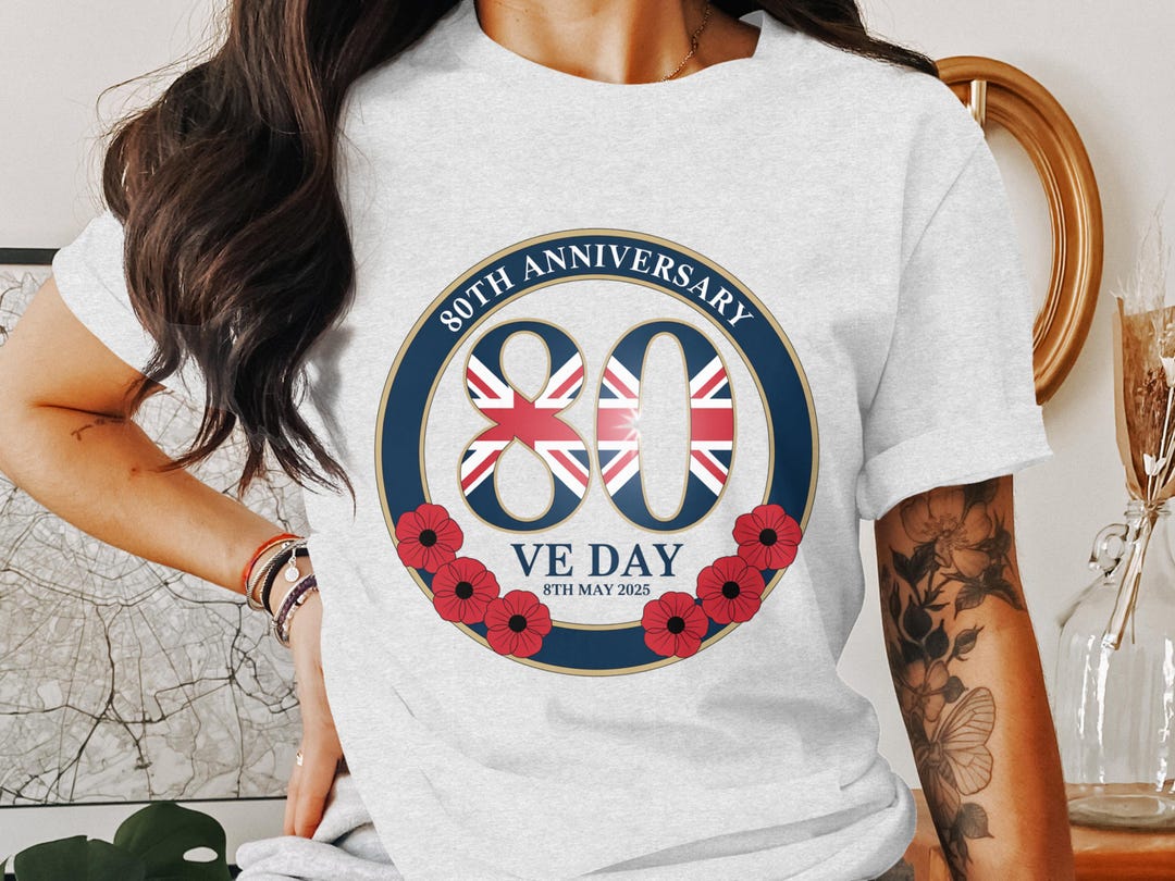 VE Day 80th Anniversary T-shirt Design: Union Jack Poppy Tee (digital ...
