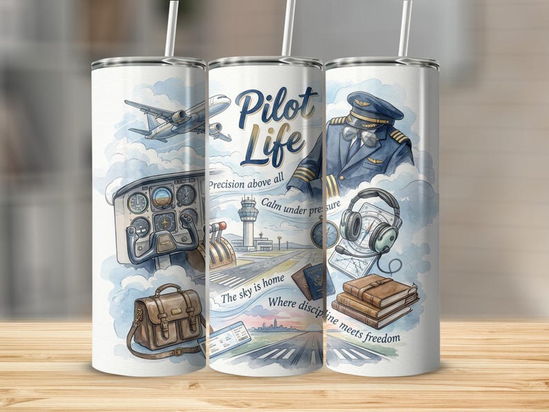 Pilot Life Digital Tumbler Wrap, Airplane Design, High-resolution 300 ...