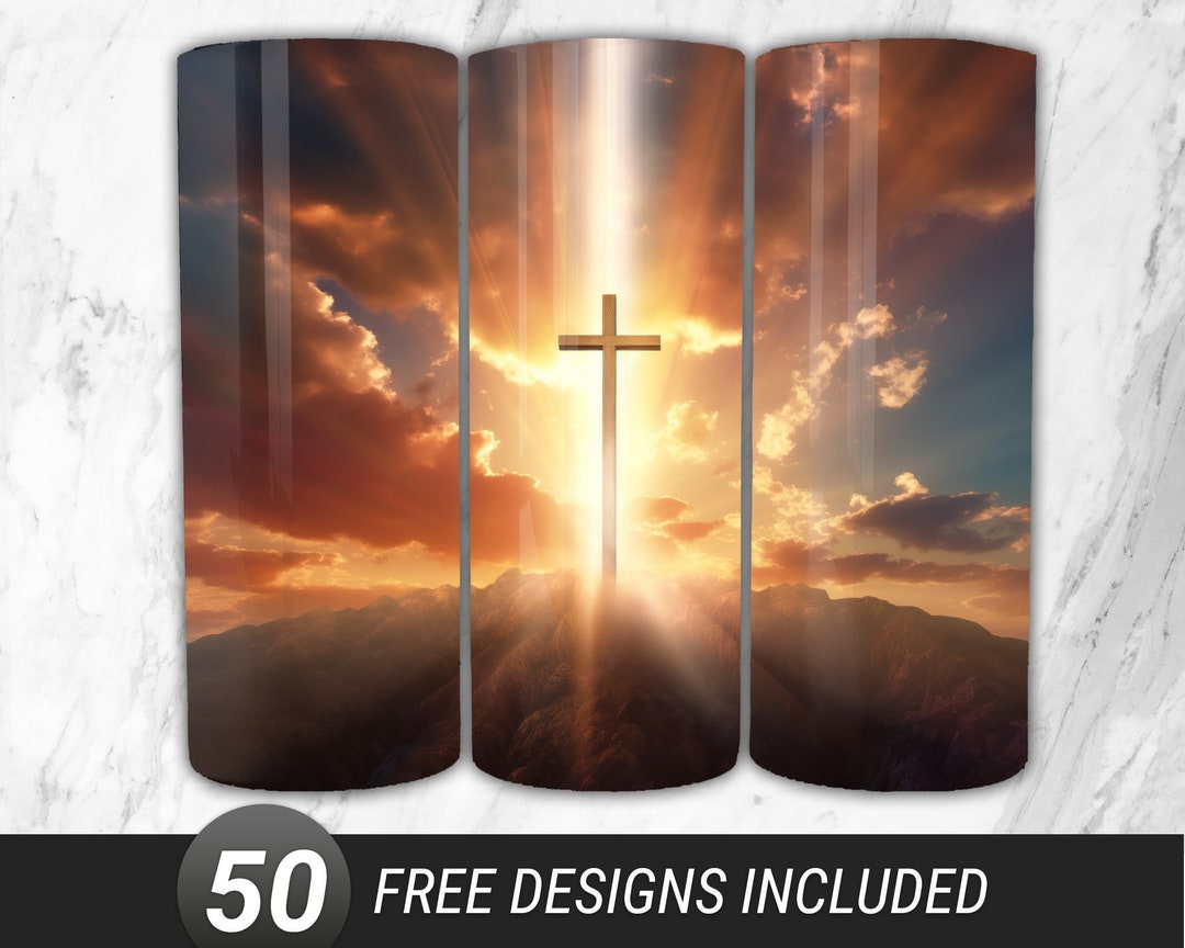 Sunrise Cross Tumbler Wrap: Christian 20oz Sublimation Design (digital ...