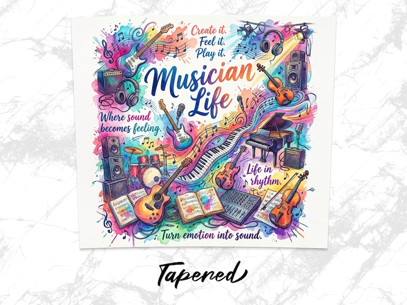 Musician Life Digital Download, Watercolor Instrument Tumbler Wrap ...