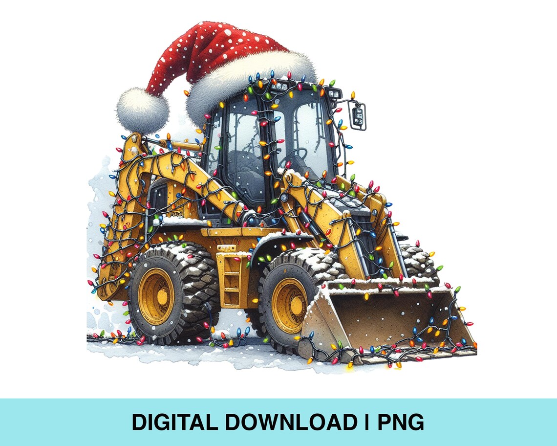 Christmas Backhoe PNG, Santa Hat Excavator Clipart (digital Download ...