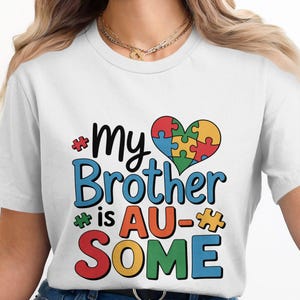 Autism Brother Love PNG Shirt, My Brother is Awesome, Colorful Puzzle ...