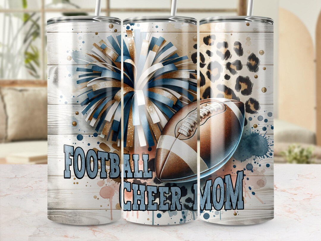 Blue and Gold Cheer Football Mom Both 20 Oz Skinny Tumbler Sublimation ...