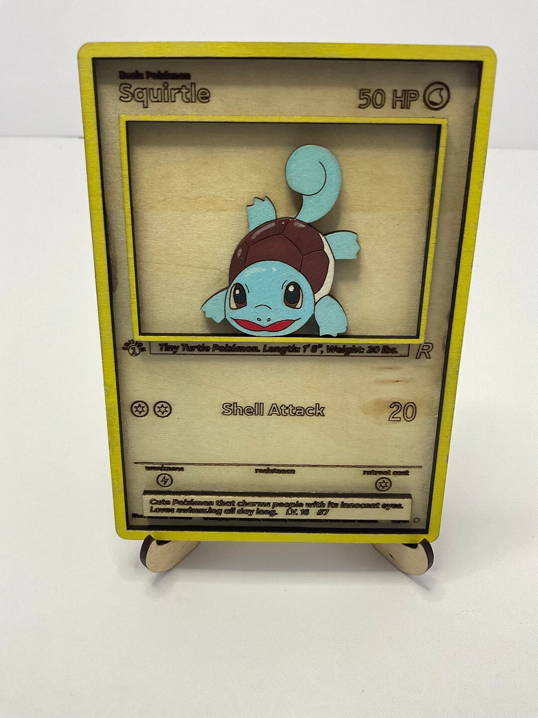 Wooden Squirtle 3D Colored Pokémon Card - Etsy