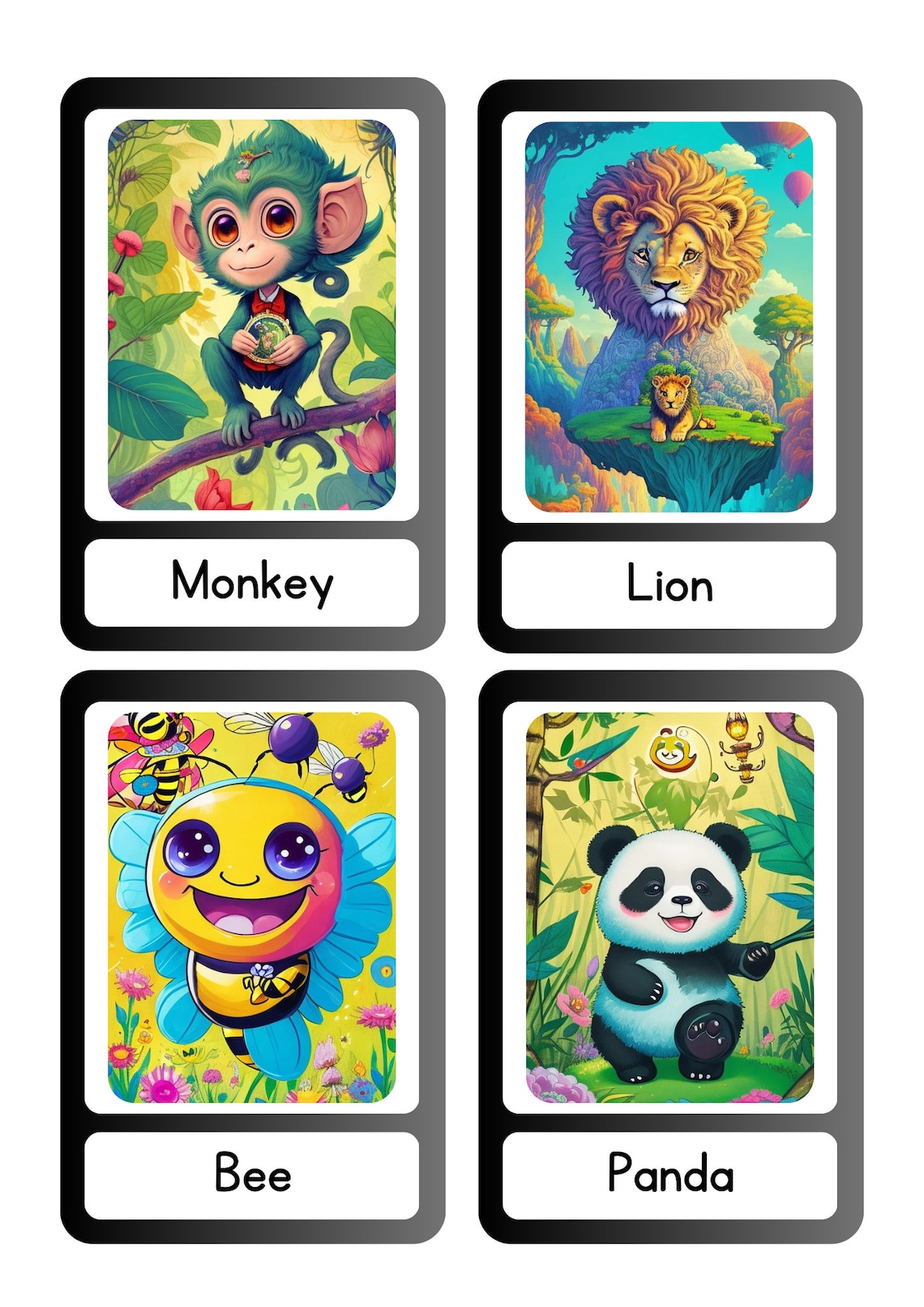Flashcards for Kids / Animals / Printable/ Easy for Learning / - Etsy