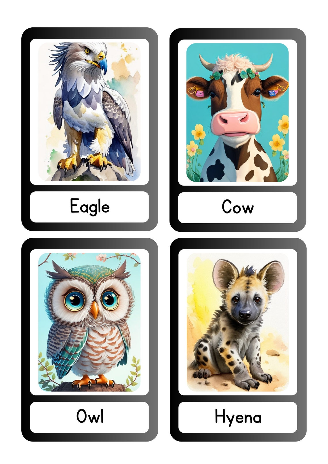 Flashcards for Kids / Animals / Printable/ Easy for Learning / - Etsy
