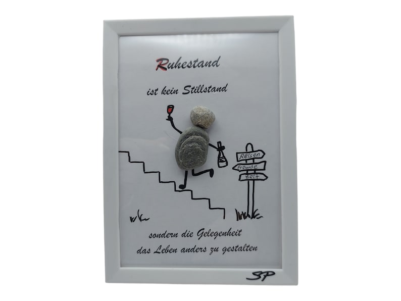 Steinbild "Ruhestand" zur Pension , Geschenkidee, Deko, Mitbringsel ...