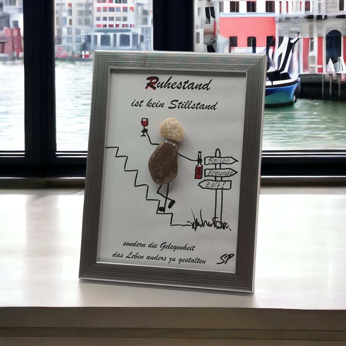 Steinbild "Ruhestand" zur Pension , Geschenkidee, Deko, Mitbringsel ...