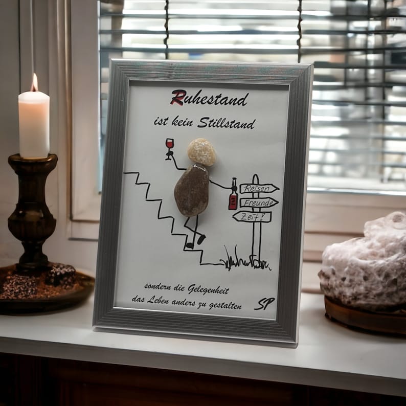 Steinbild "Ruhestand" zur Pension , Geschenkidee, Deko, Mitbringsel ...