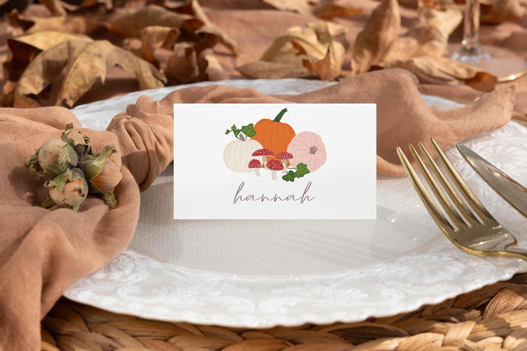 Pumpkin Name Cards – Custom Place Setting for Weddings, Thanksgiving ...