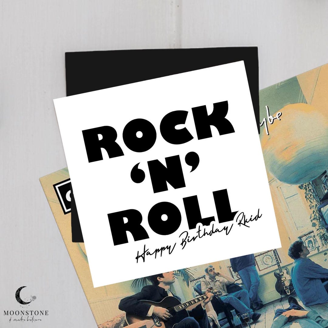 Rock 'n' Roll Happy Birthday Rkid Square Card Indie Band Rock Roll ...
