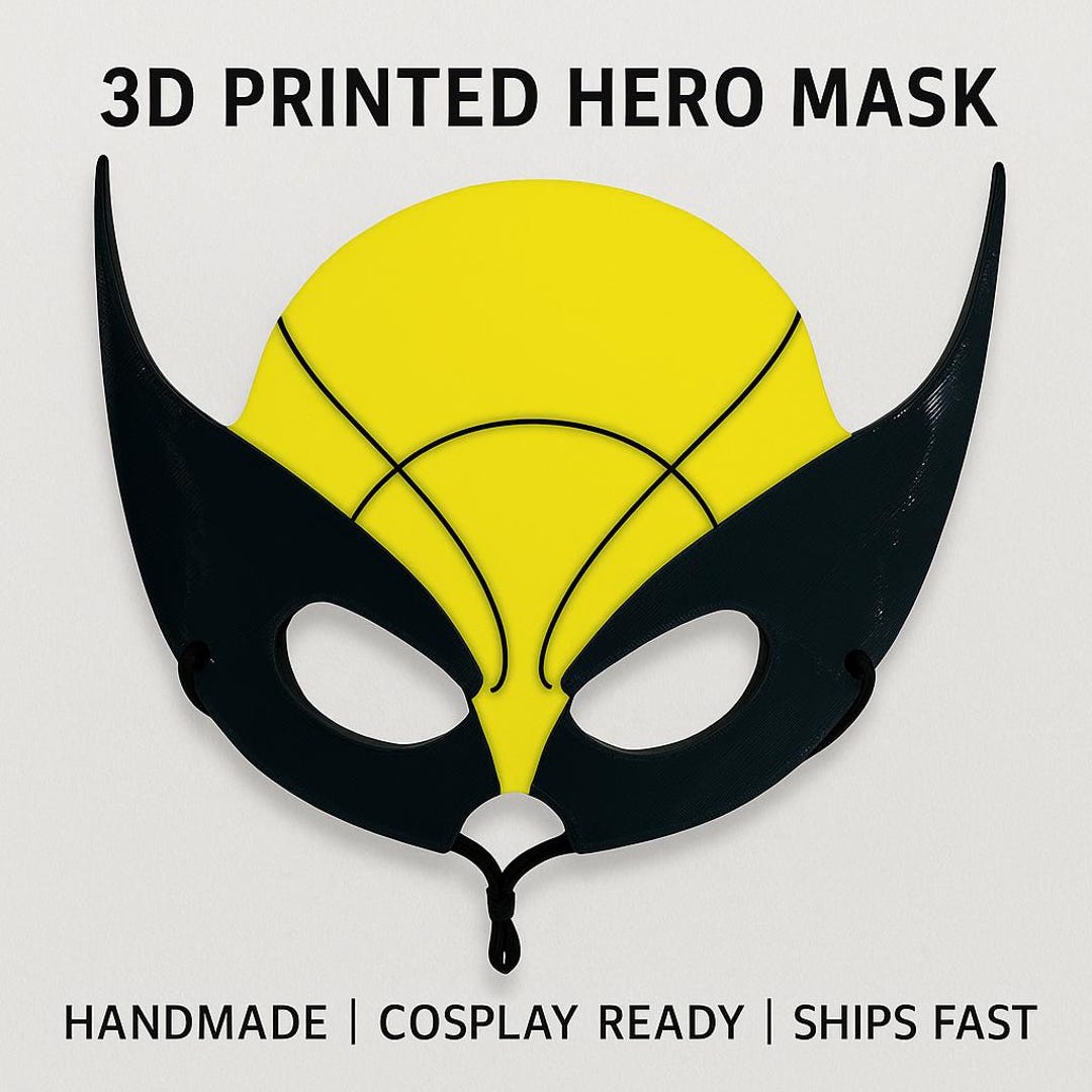 3D Printed Yellow & Black Hero Mask | Wolverine Inspired Cosplay ...