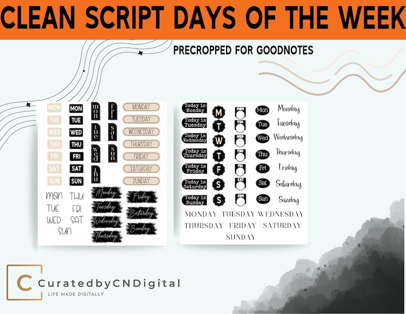 Clean Script Days of the Week - Etsy