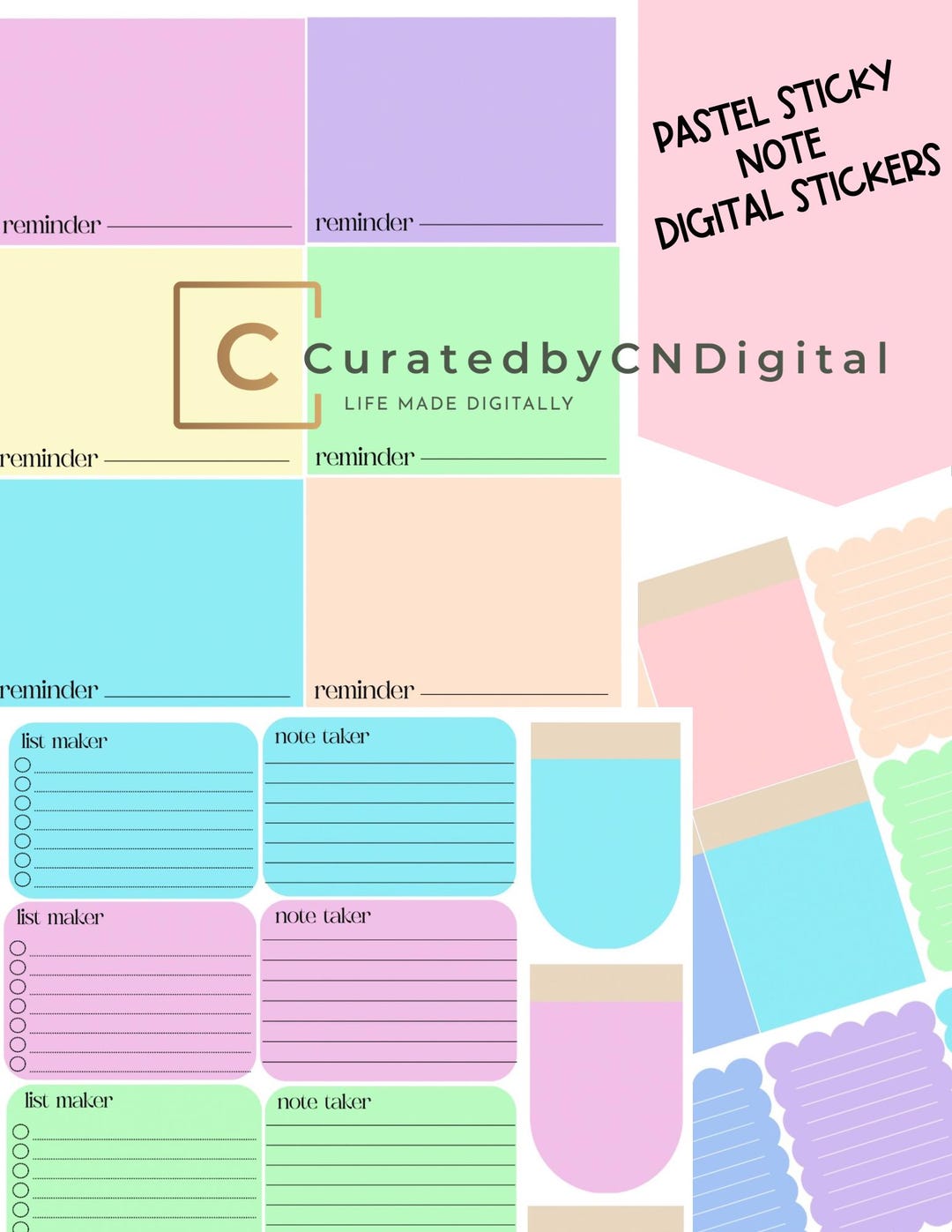 Pastel Digital Sticky Notes - Etsy