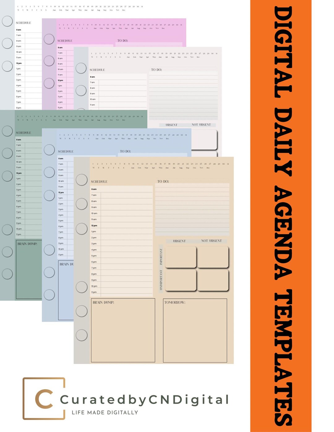 Digital Daily Agenda Templates - Etsy