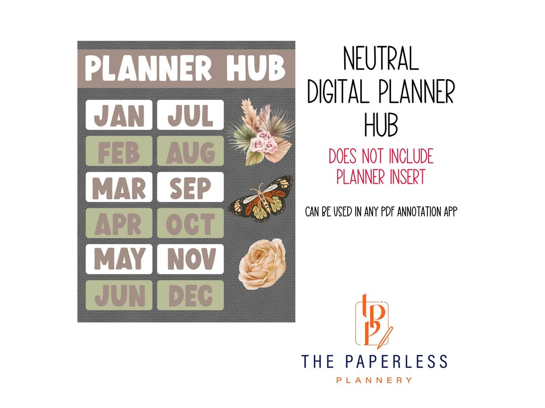 Neutral Digital Planner Hub - Etsy