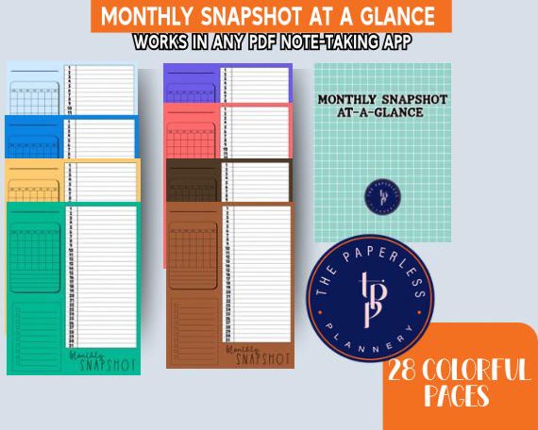 Monthly Snapshot At-a-glance Template - Etsy