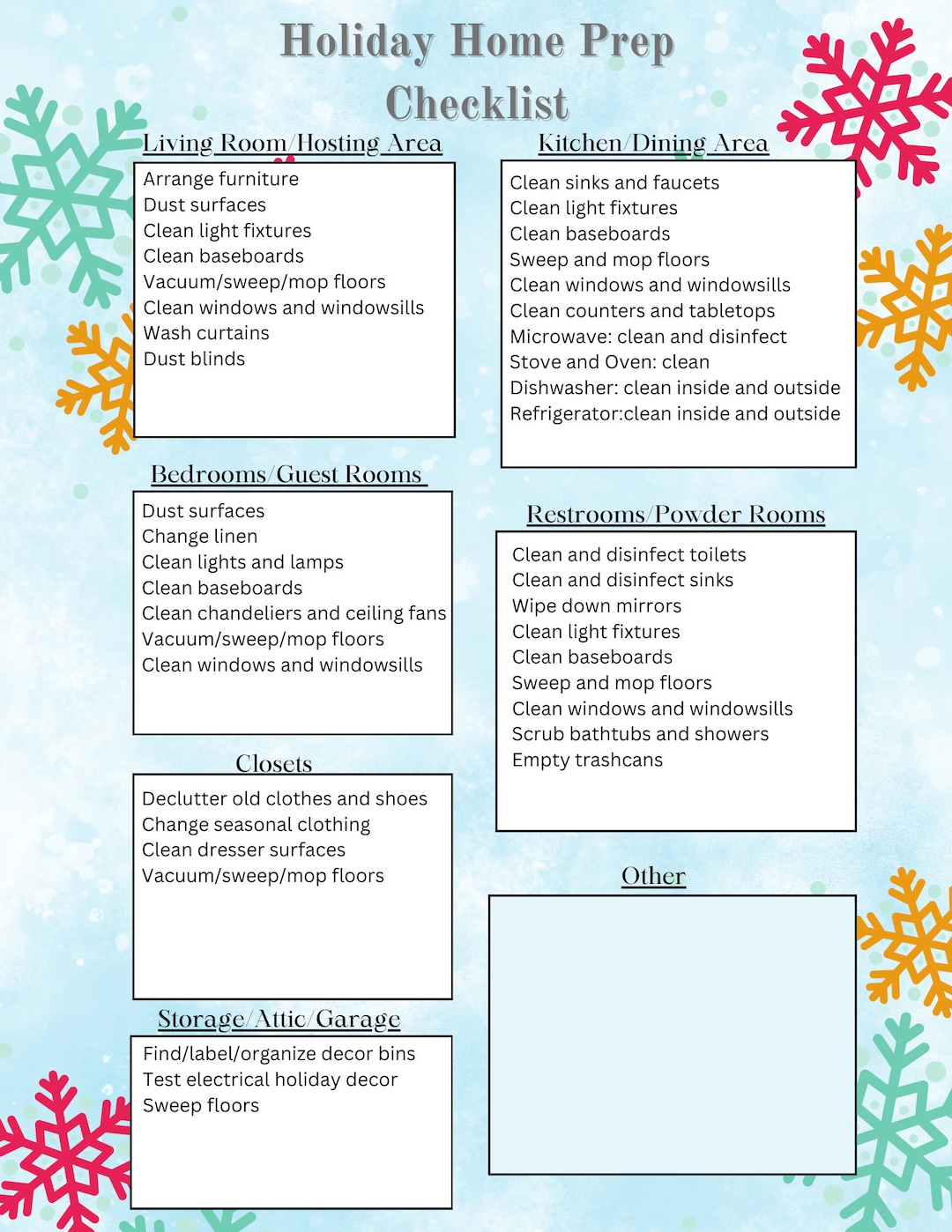 Holiday Home Prep Checklist - Etsy