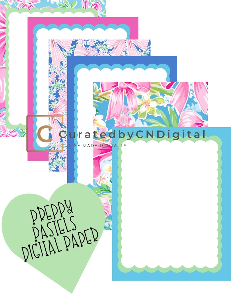 Preppy Pastels Digital Paper - Etsy