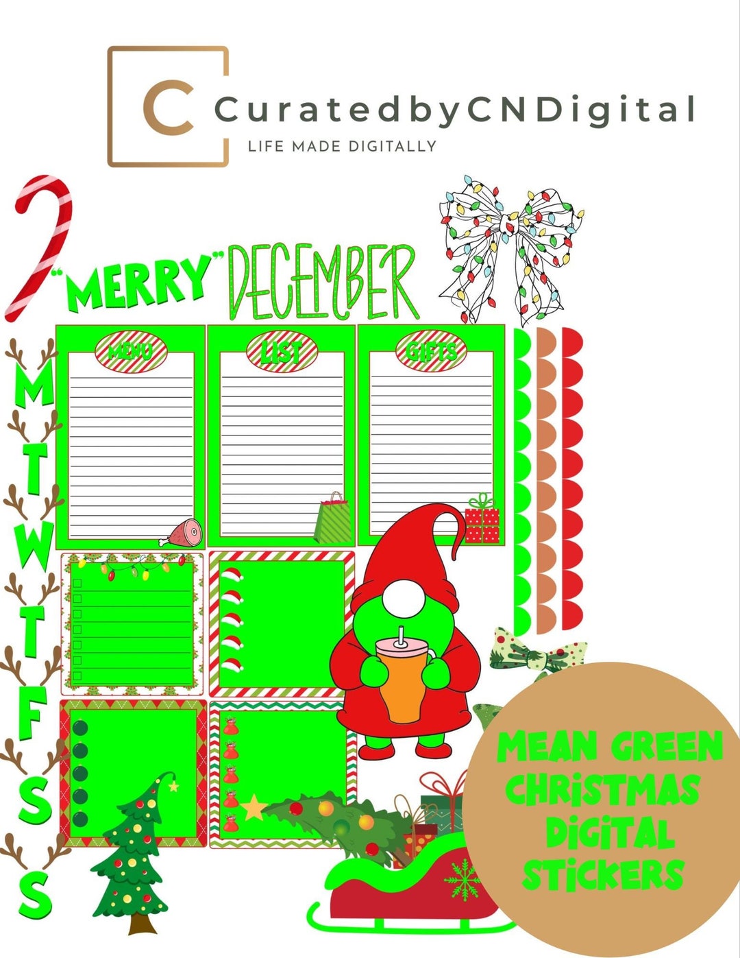 Mean Green Christmas Stickers - Etsy