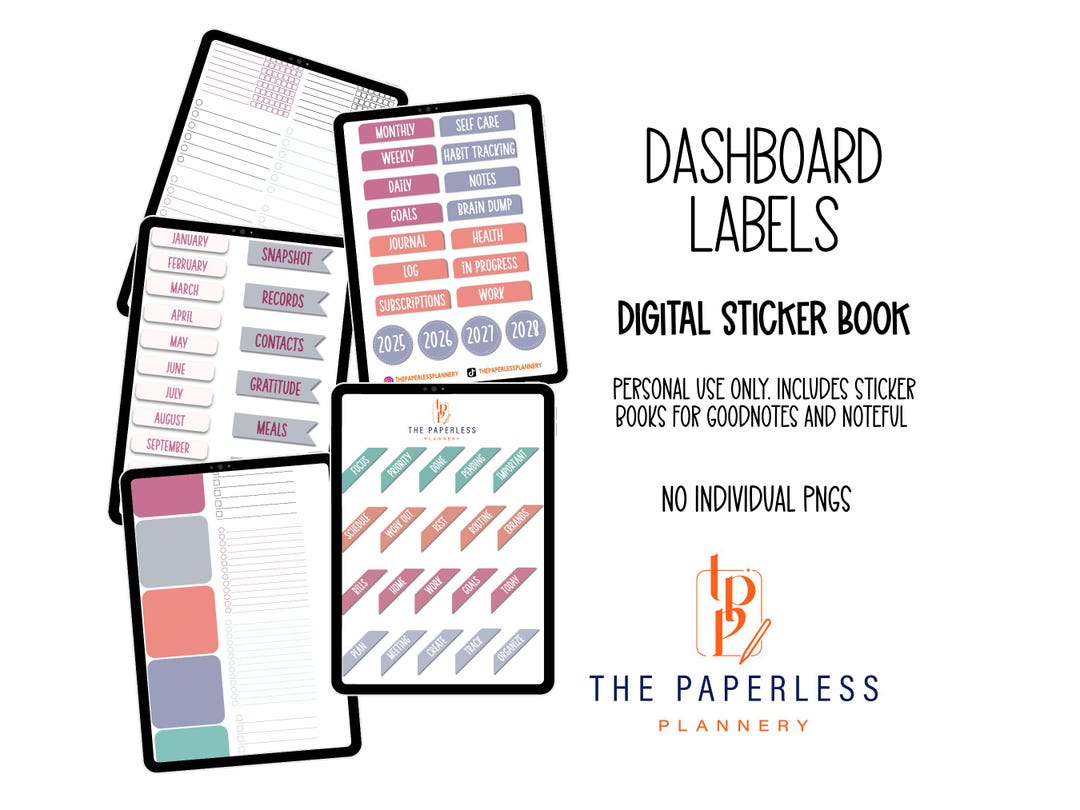 Dashboard Labels Digital Stickers - Etsy