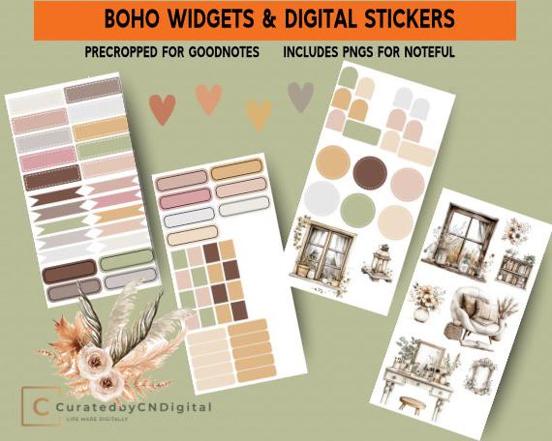 Boho Planner Widgets and Digital Stickers - Etsy