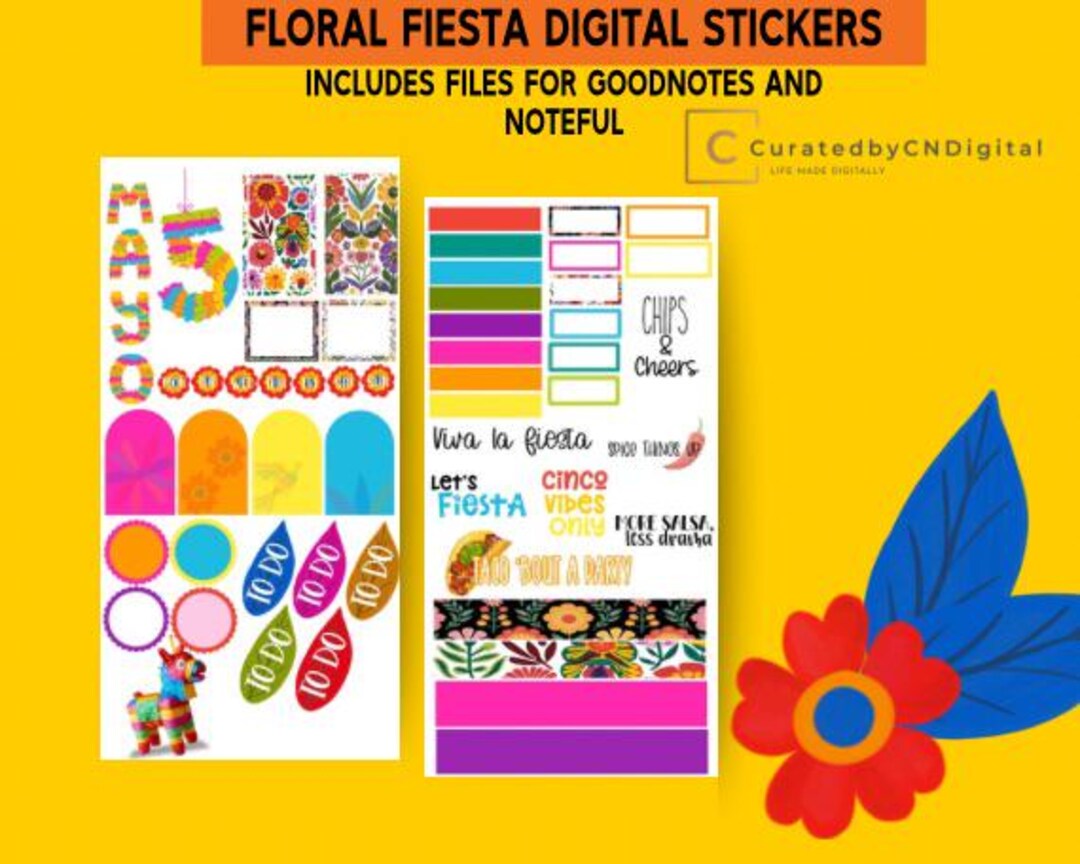Floral Fiesta Digital Stickers for Goodnotes and Noteful - Etsy
