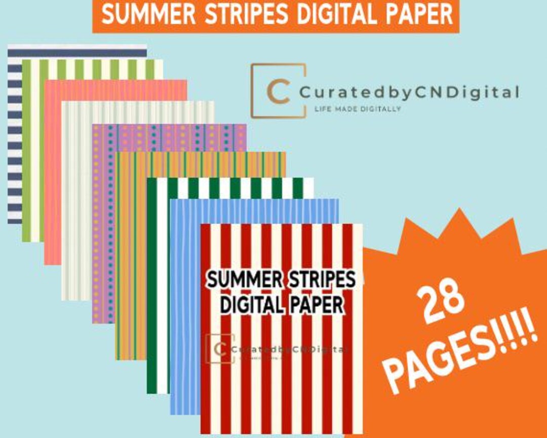 Summer Stripes Digital Paper - Etsy