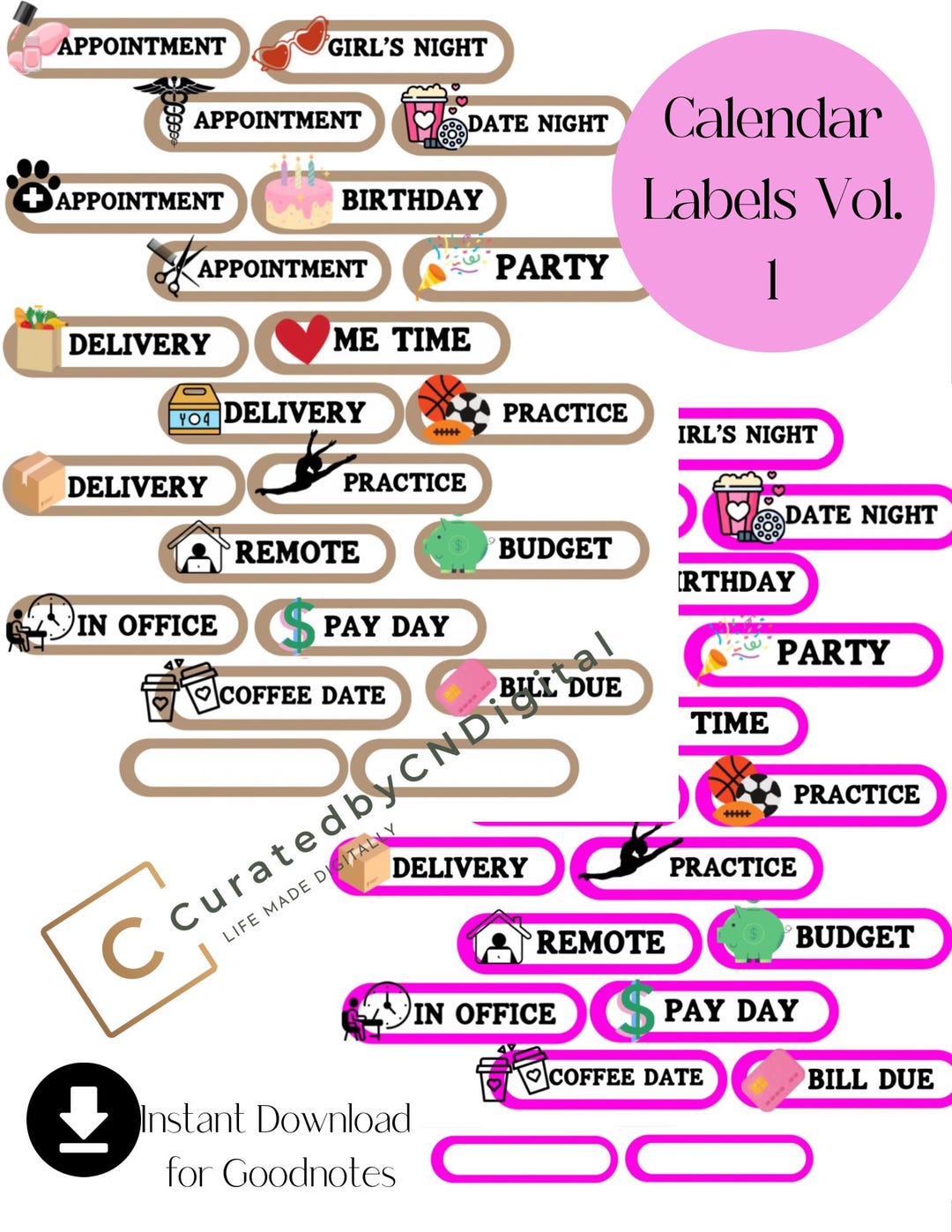 Calendar Labels Vol. 1 - Etsy