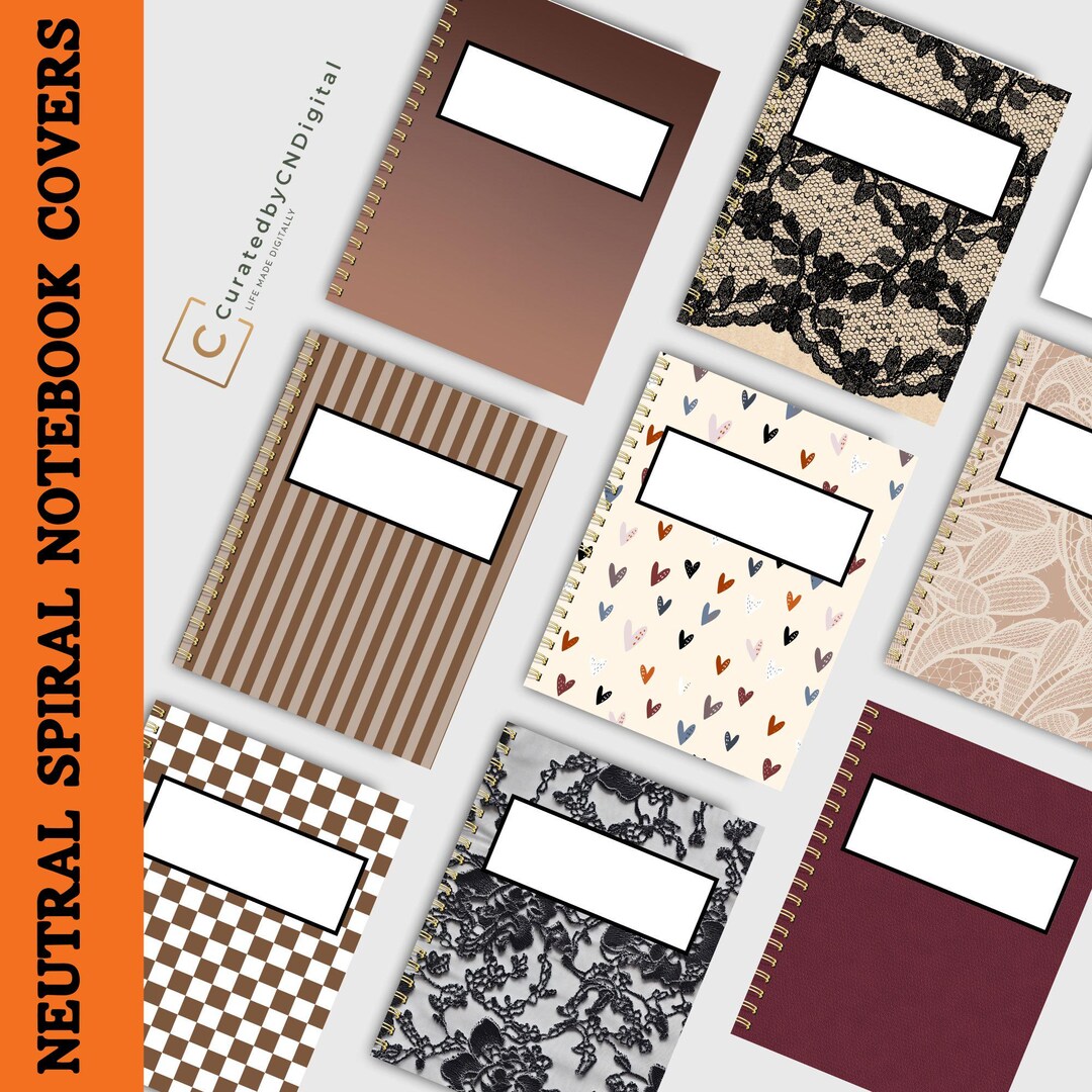 Neutral Spiral Digital Notebook Covers - Etsy