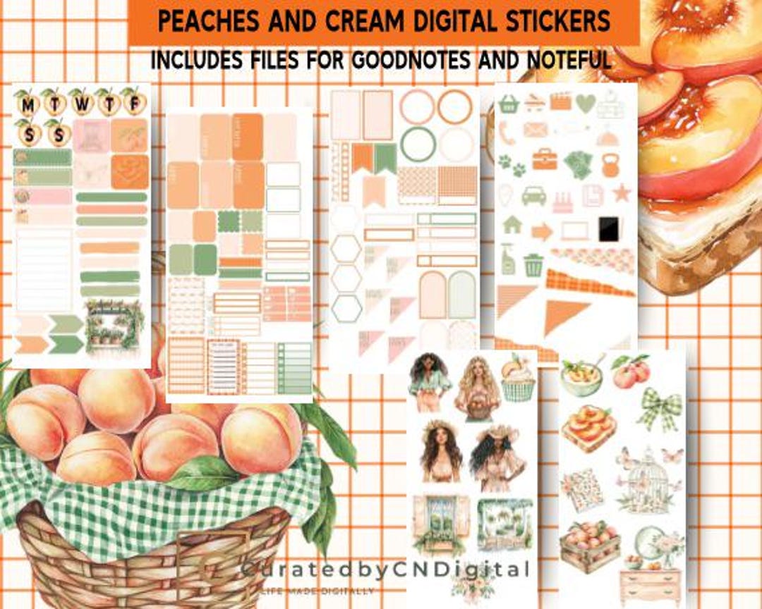 Peaches and Cream Digital Stickers - Etsy