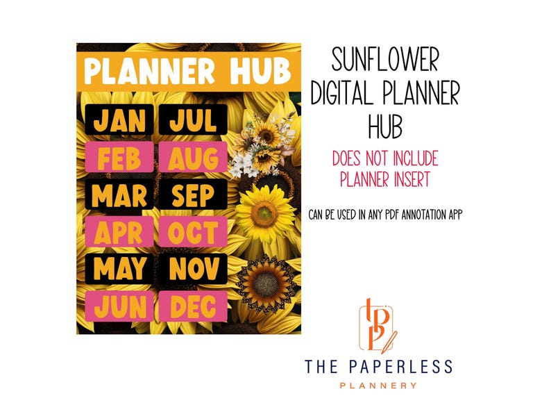 Sunflower Digital Planner Hub - Etsy